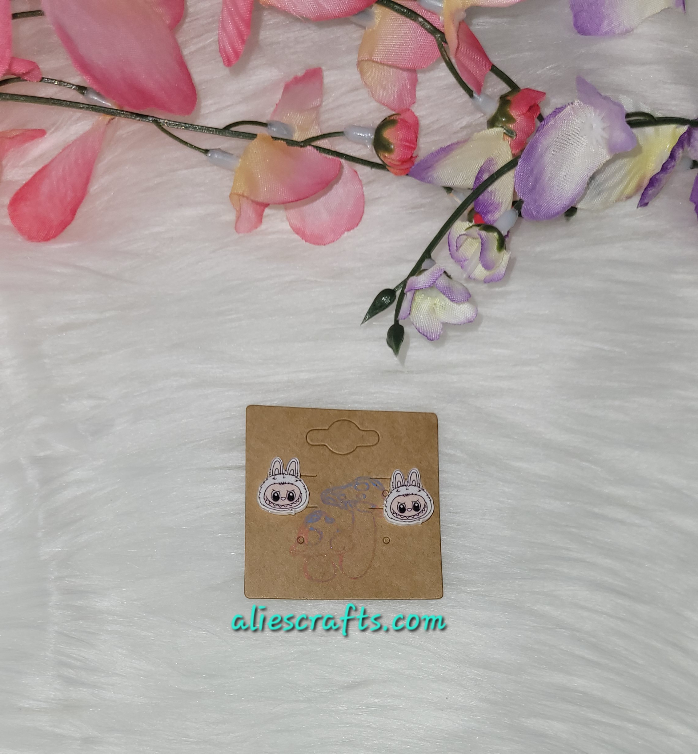 Labubu white earrings – Alie's Crafts